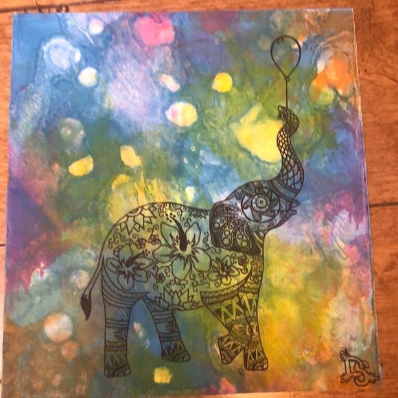 DS Designs | Other | Originalsketchedstampedelephantsonparade | Poshmark
